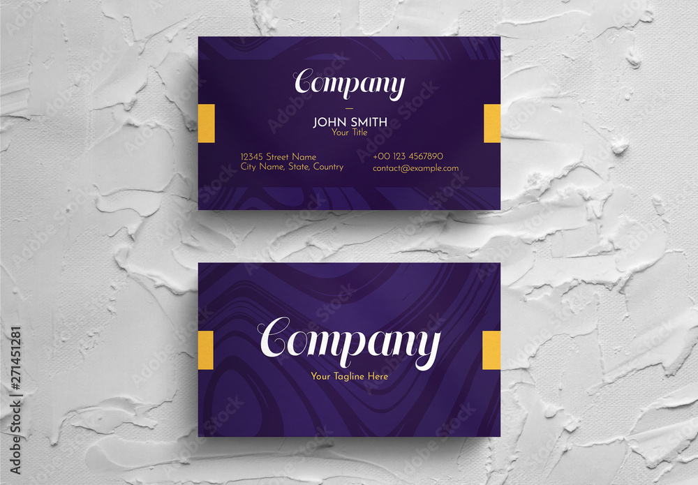 Simple Purple Business Card Layout with Yellow Accent Stock Template ...