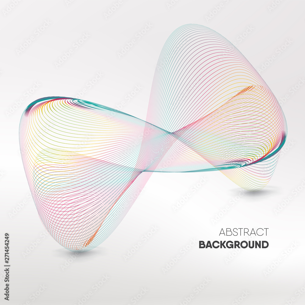 Abstract colorful infinity wave mesh 3D look on white background with ...