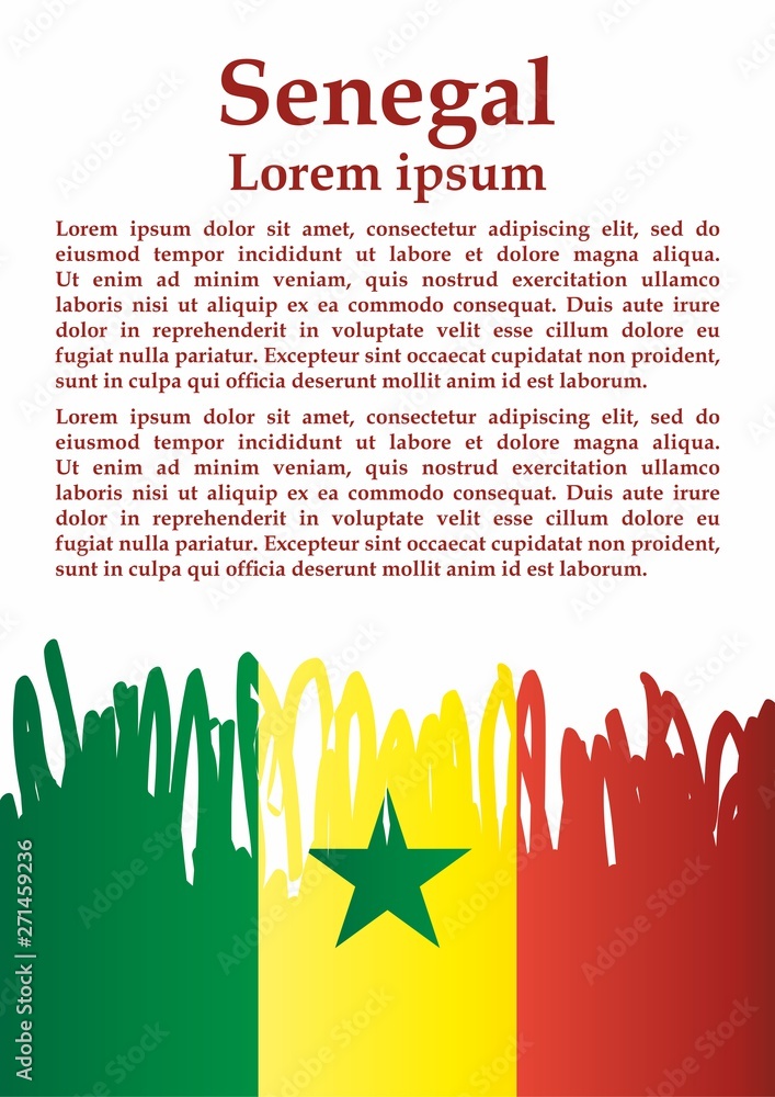 Flag of Senegal, Republic of Senegal. Template for award design, an ...