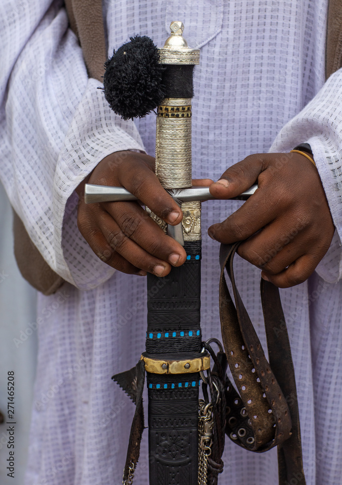Beja tribe warrior with his sword, Red Sea State, Port Sudan, Sudan ...