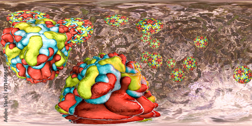 360 degree panorama view of Rhinoviruses, the viruses which cause ...