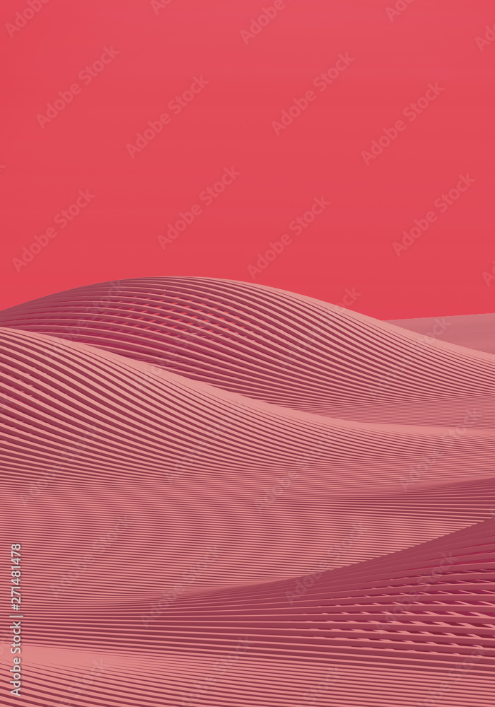 Abstract pink wave parametric. Minimal future geometric shape ...
