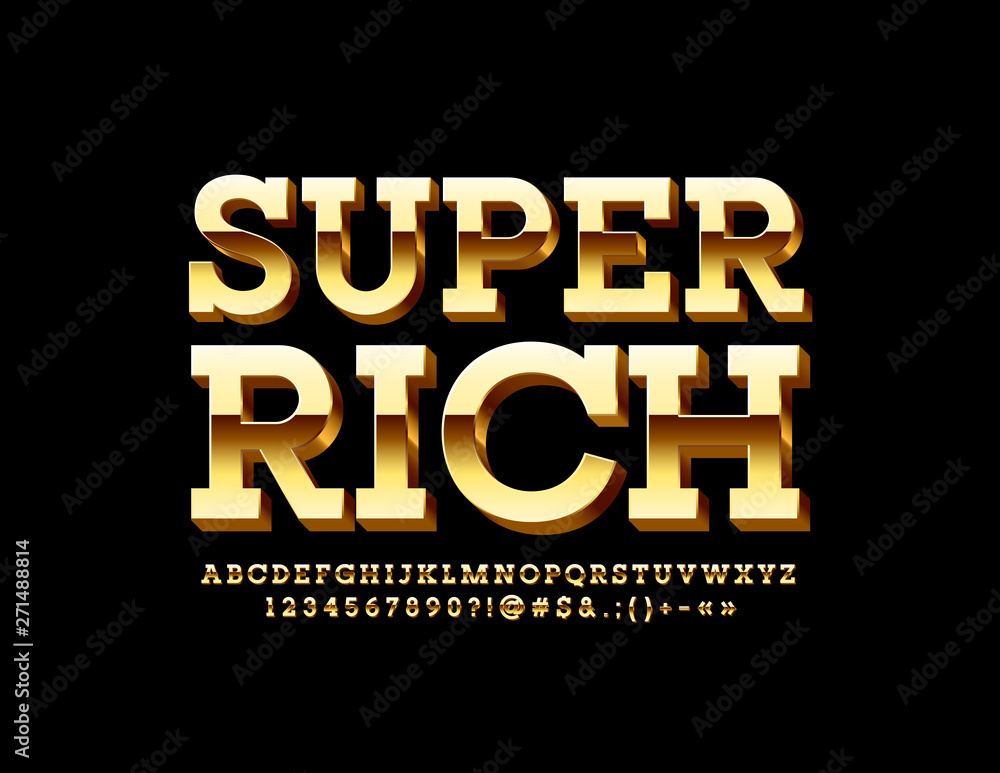 Vector Super Rich Golden Alphabet. Elegant expensive Font. Set of ...