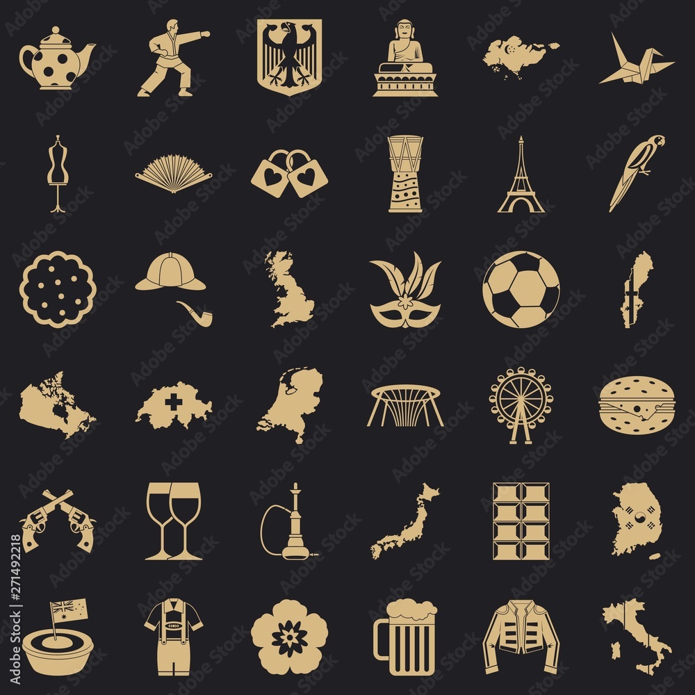 Mapping icons set. Simple set of 36 mapping vector icons for web for ...