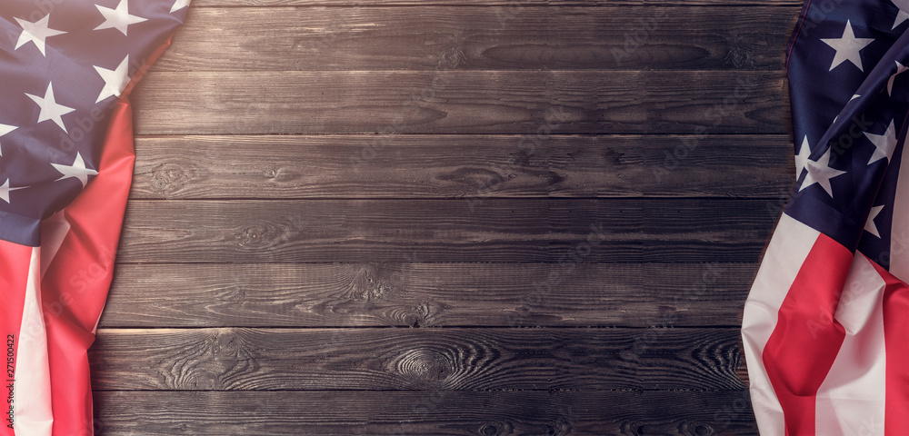 American flag sideways on empty wooden background Stock Photo | Adobe Stock