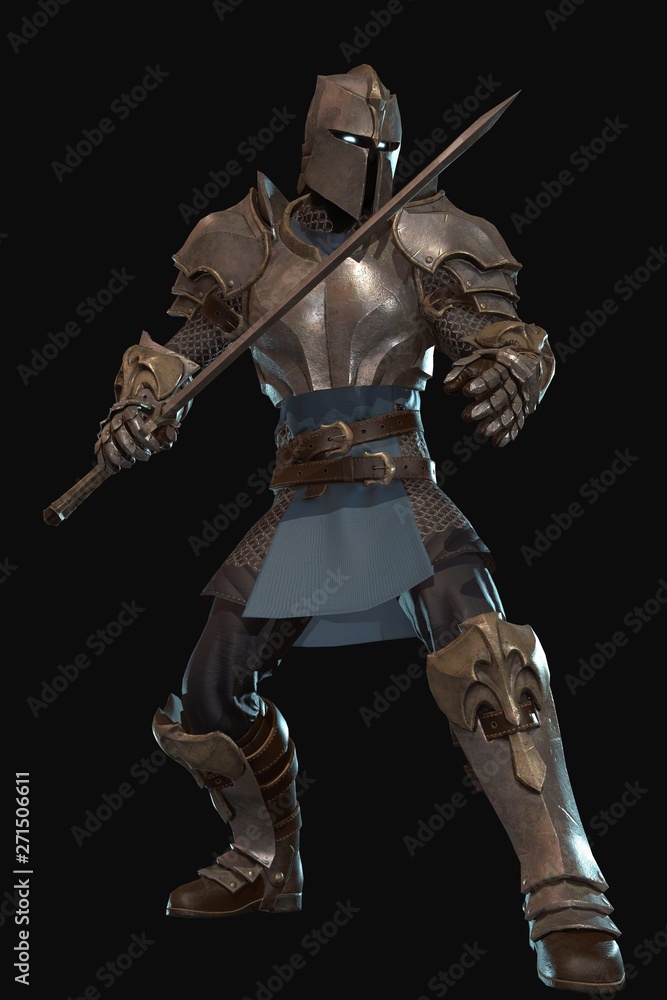 Fantasy character knight 3d render Stock Illustration | Adobe Stock