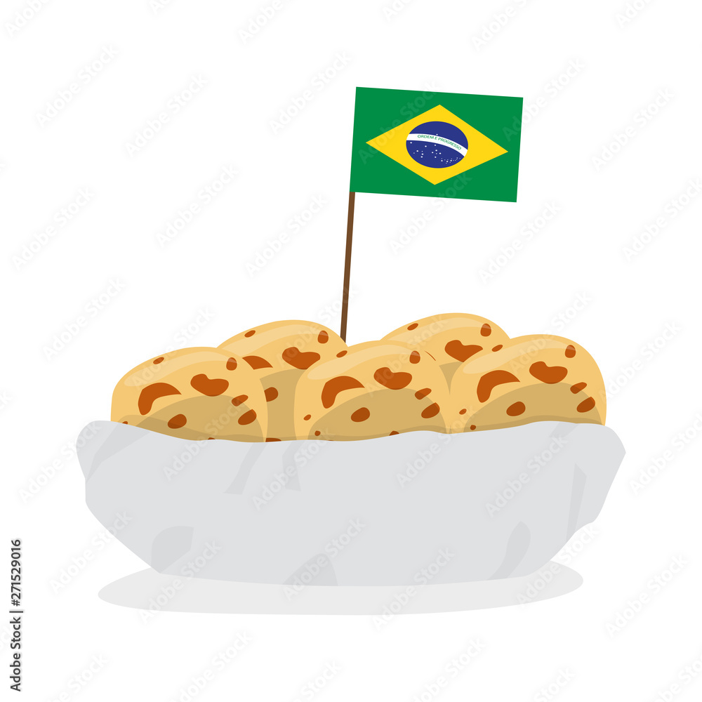 Cassava chips with a flag of Brazil. Traditional brazilian food ...