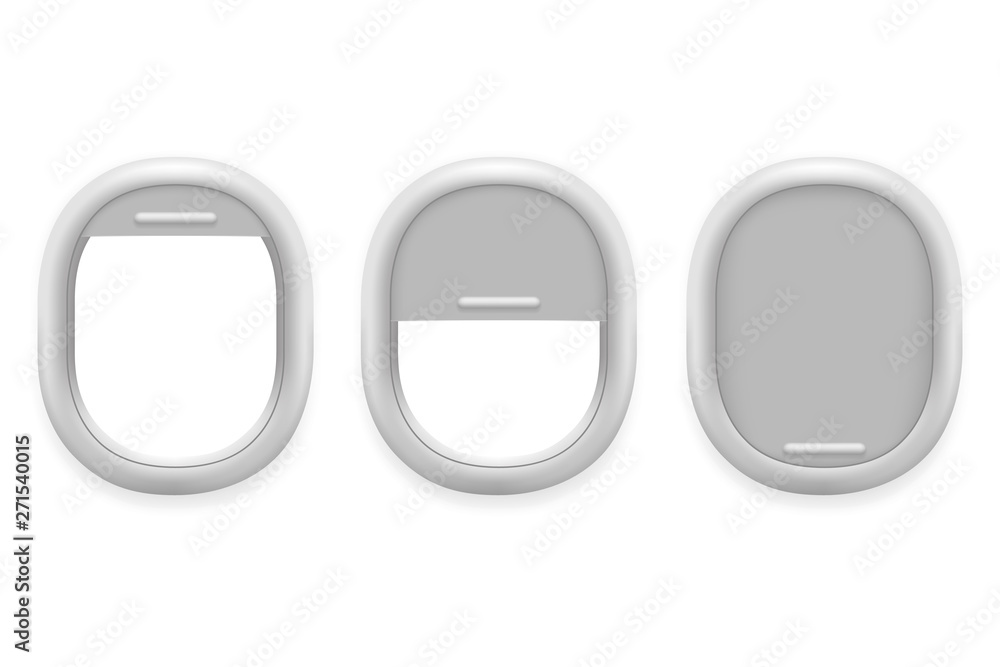 Airplane window inside white plastic open realistic plane technology ...