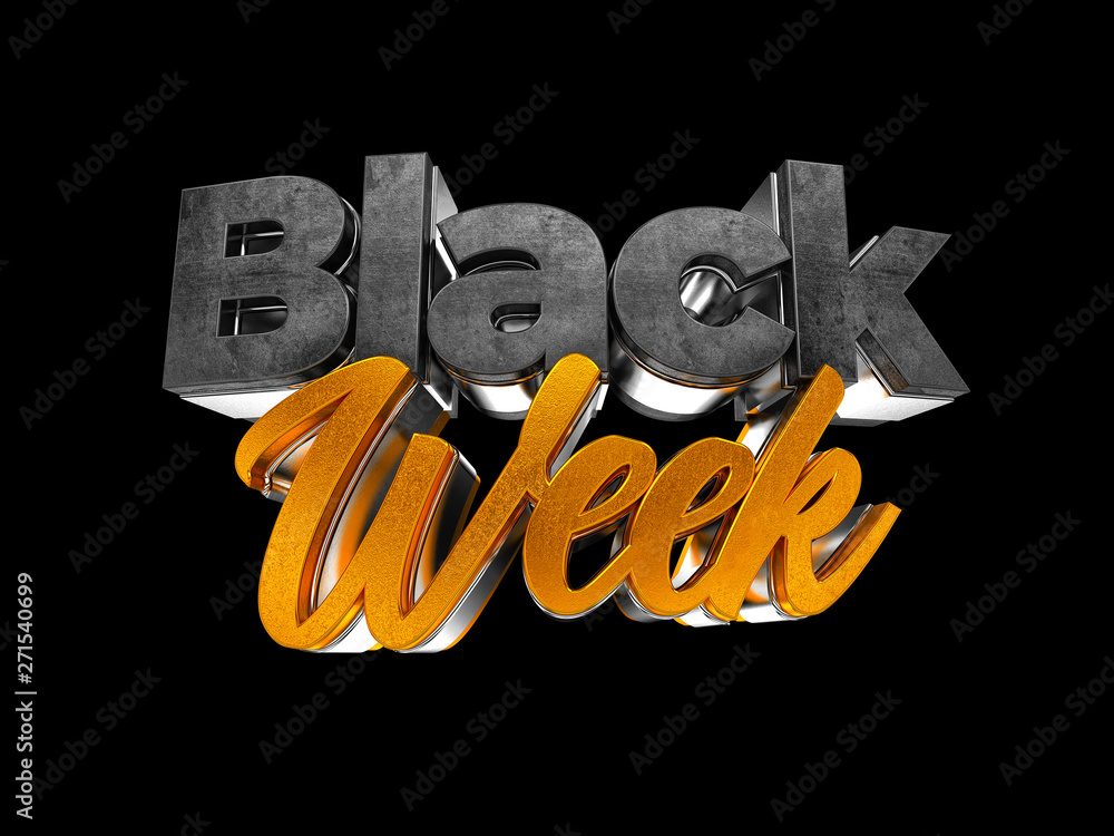 BLACK FRIDAY WEEK 3D LETTER RENDERING ilustração do Stock | Adobe Stock