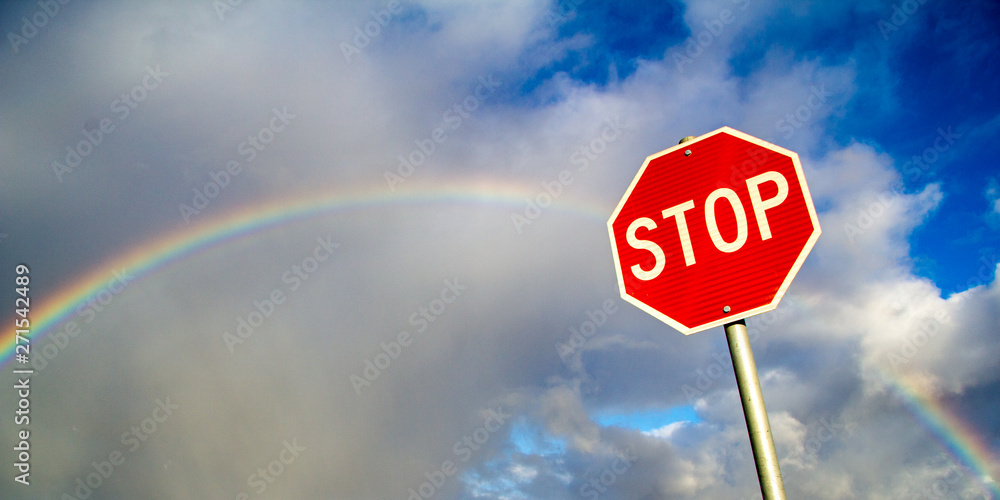 Stop Sign & Rainbow Stock Photo | Adobe Stock