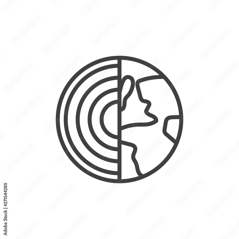 Earth structure line icon. linear style sign for mobile concept and web ...