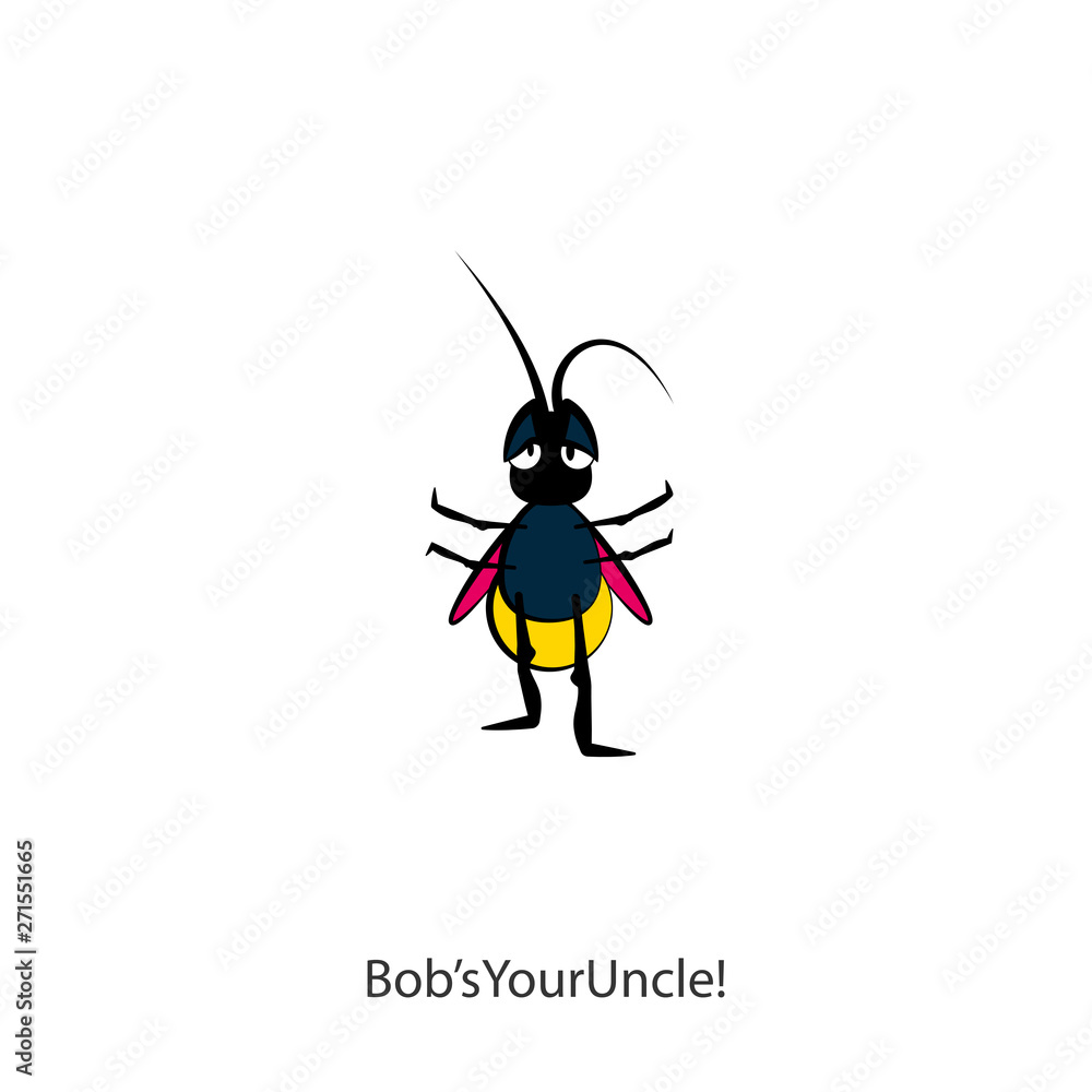 Cartoon character of insect. Funny cute little bug or cricket is ...