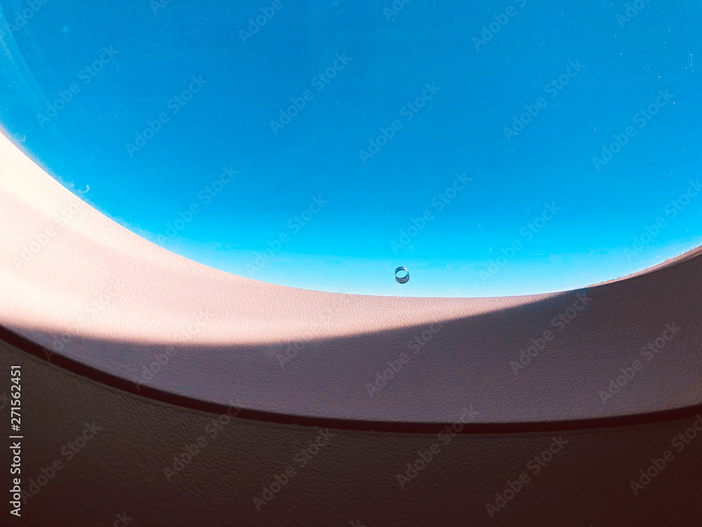 Airplane window hole for cabine pressure and safe flight. Stock Photo ...