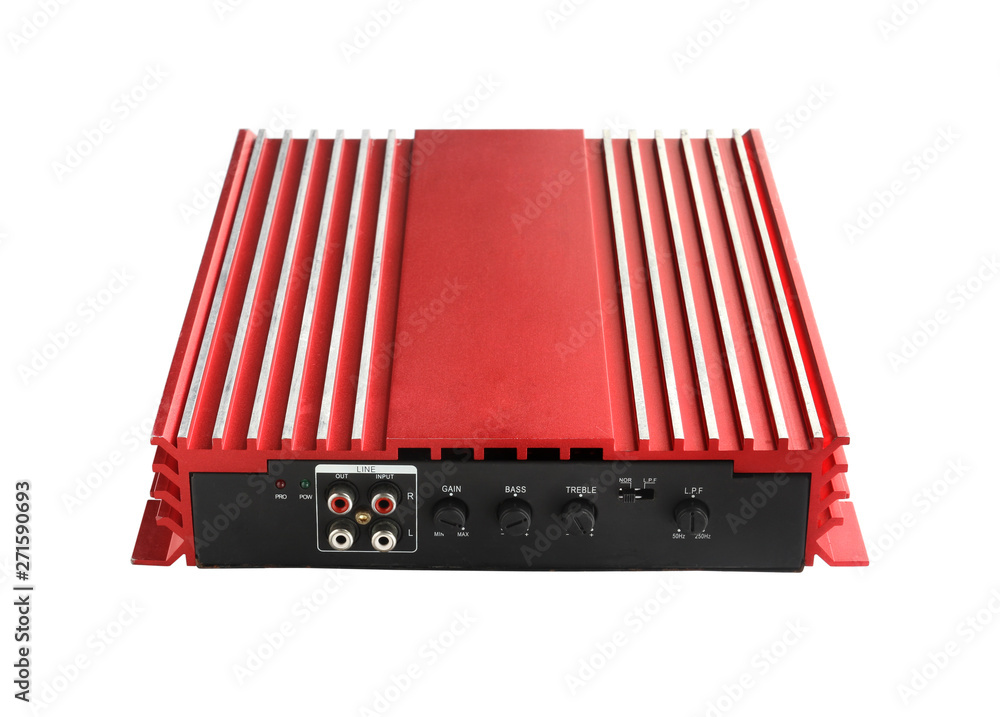Power amplifier for car (with clipping path) isolated on white background Stock Photo | Adobe Stock