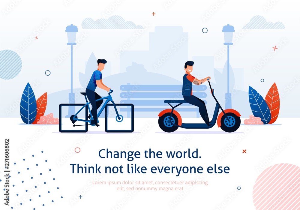 Cartoon Man Ride Bicycle Electric Bike Scooter Stock Vector | Adobe Stock