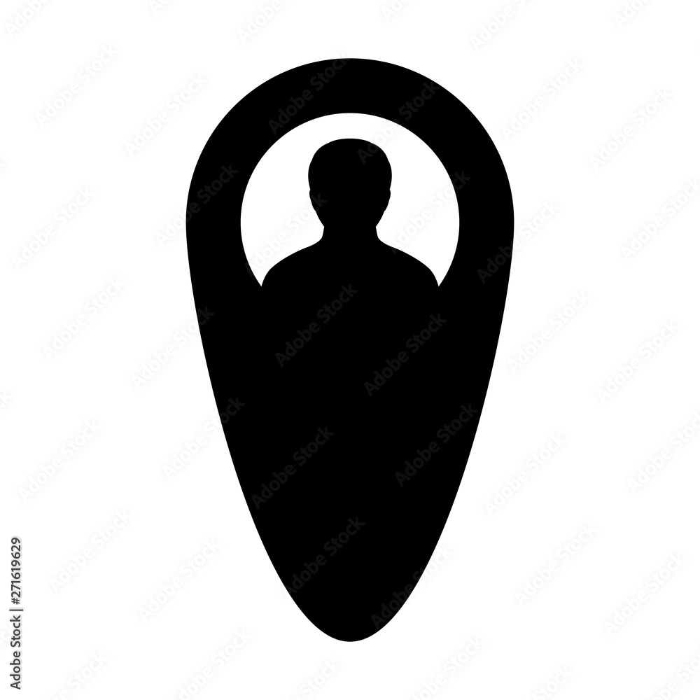 Map marker icon vector male user person profile avatar with location ...