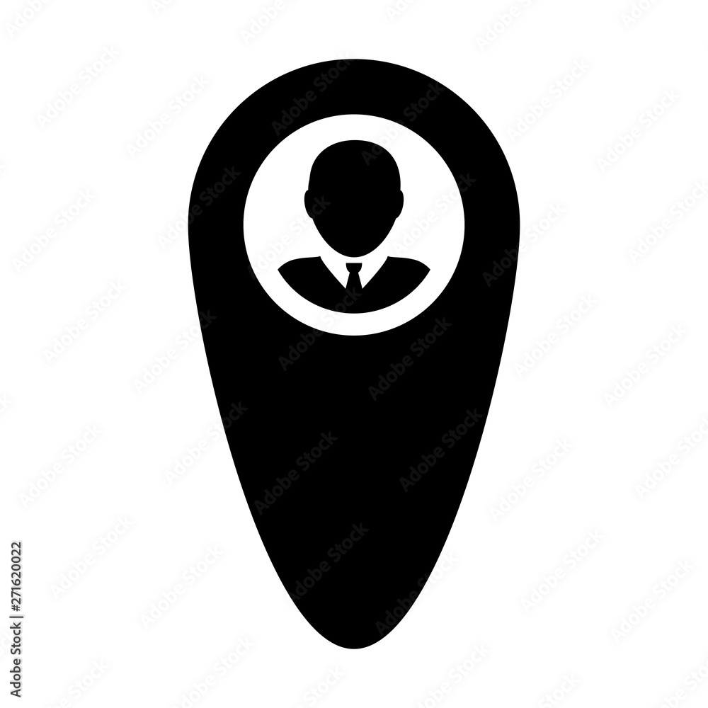Pin icon vector male user person profile avatar with location map ...