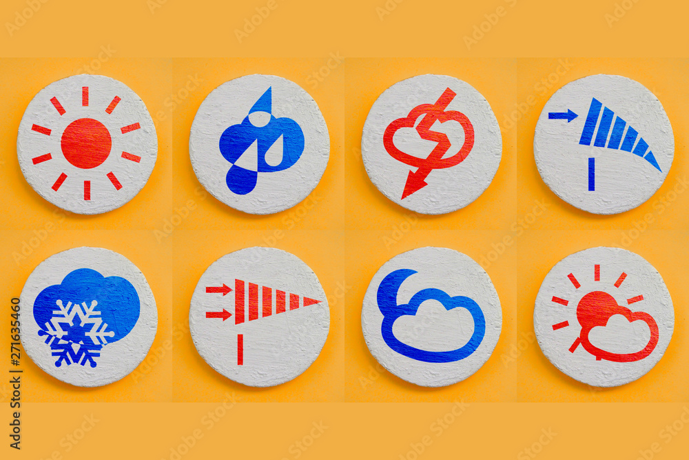 Set of weather forecast icons for web site or mobile application ...