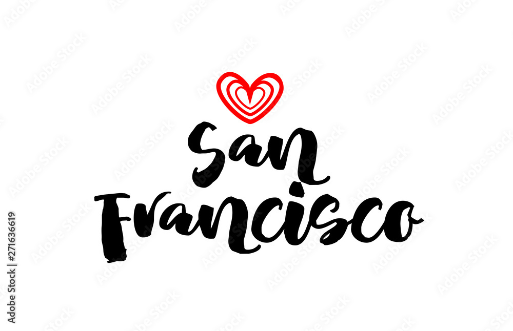 san francisco city with red heart design for typography and logo design ...