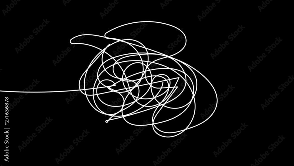 Hand drawn tangle scrawl sketch or black line spherical abstract ...