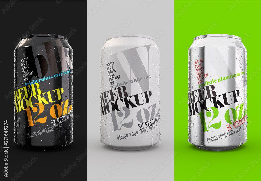 Realistic Aluminum Can Drink Packaging Design Mockup Stock Template ...