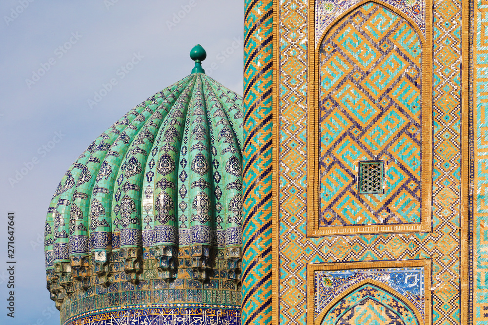 Details from Sherdor madrasa in Samarkand, Uzbekistan Stock Photo ...