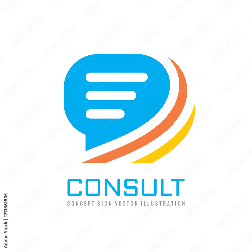 Consult business vector logo design. Message talking concept sign ...