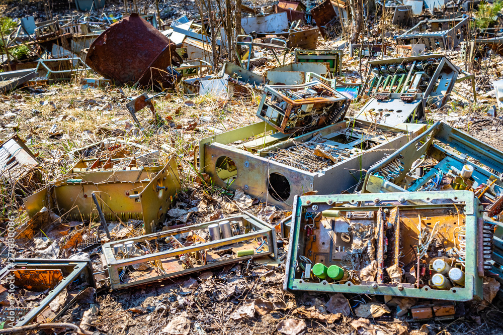 old rusty soviet era technology in chernobyl ukraine, historic computer ...