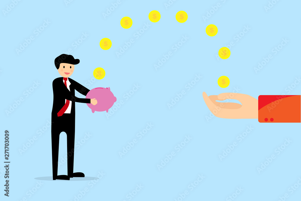 Salary and earning increment concept. Hand transfer coin money to ...