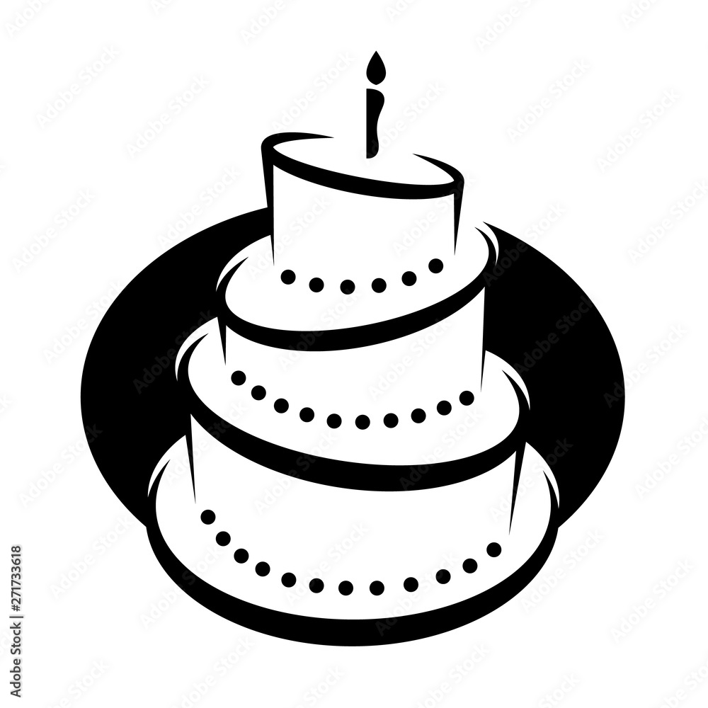 Birthday Cake Vector Black And White
