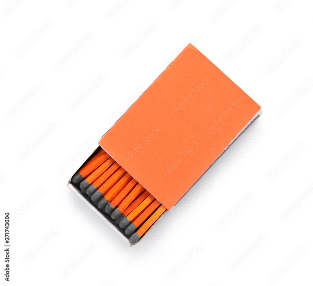 Box with matches on white background Stock Photo | Adobe Stock