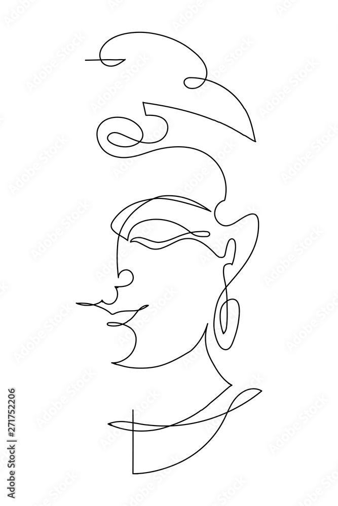 One continuous line drawing Buddha. The symbol of Hinduism, Buddhism ...