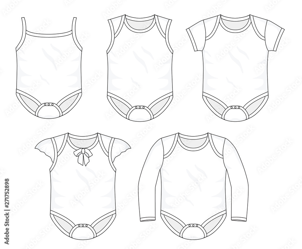 Set of baby rompers and fashion stylish collection template, fill in ...