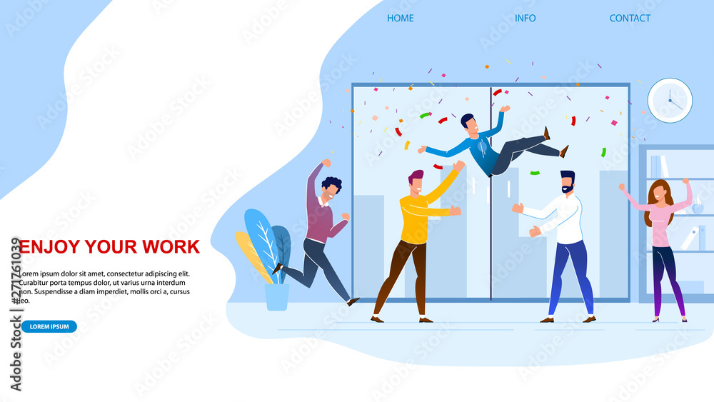 Flat Banner is Written Enjoy Your Work Lettering. Stock Vector | Adobe ...