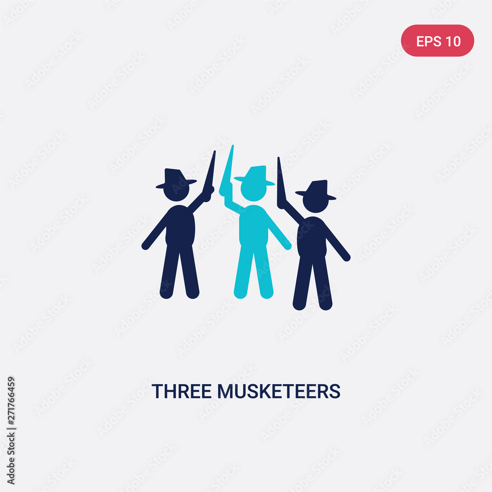 two color three musketeers vector icon from literature concept ...