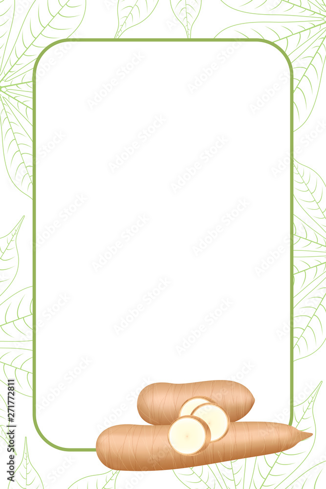 banner frame of cassava fresh for copy space, cassava cut slice for ...