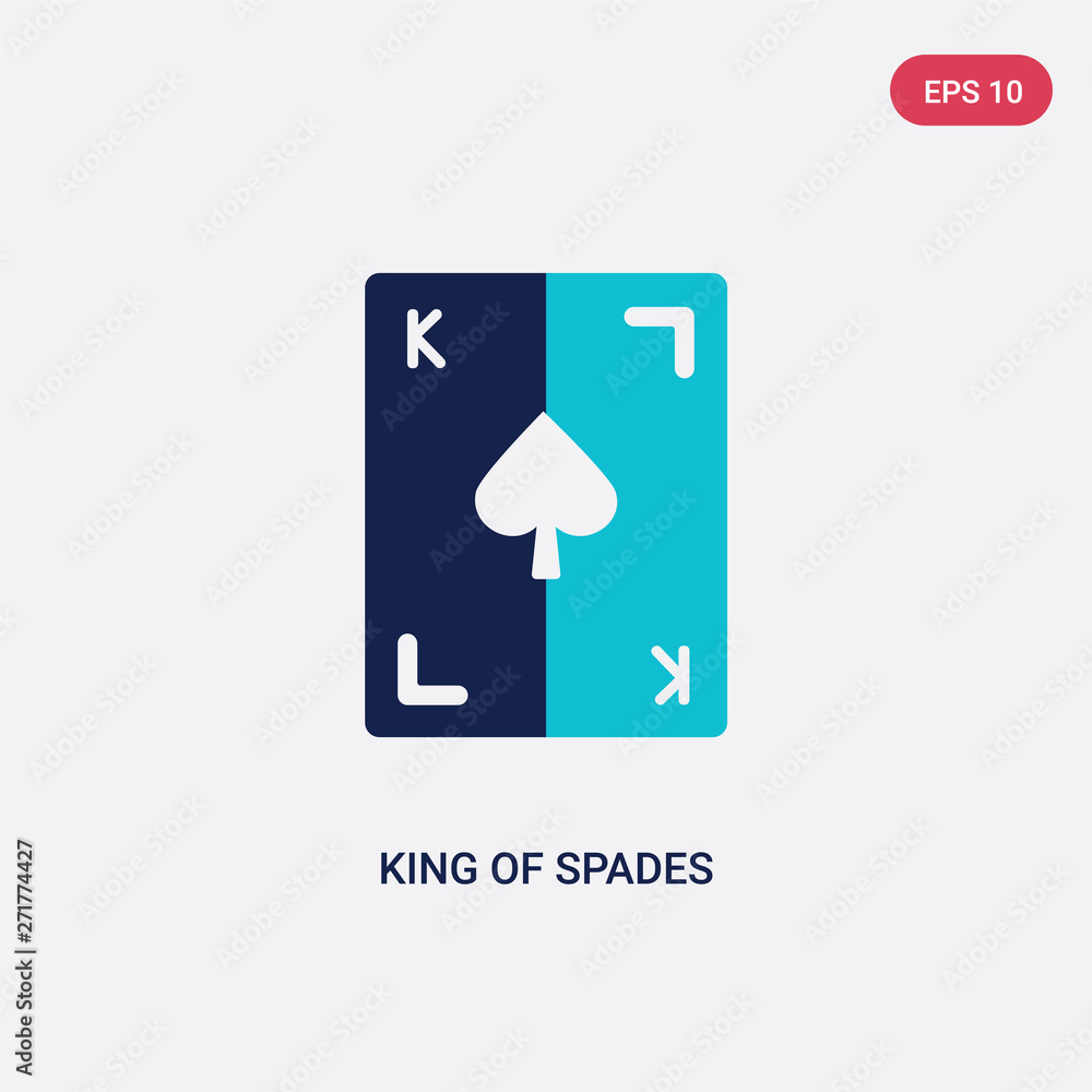 two color king of spades vector icon from gaming concept. isolated blue ...