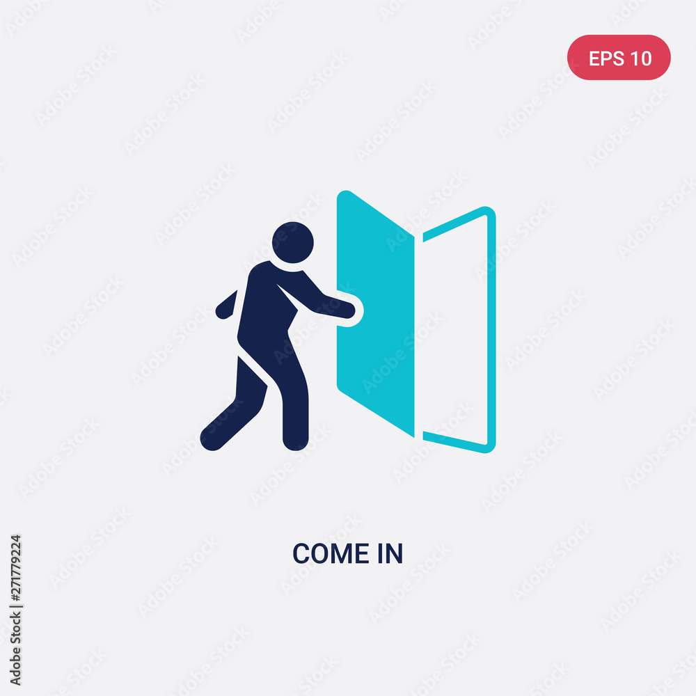 two color come in vector icon from humans concept. isolated blue come ...
