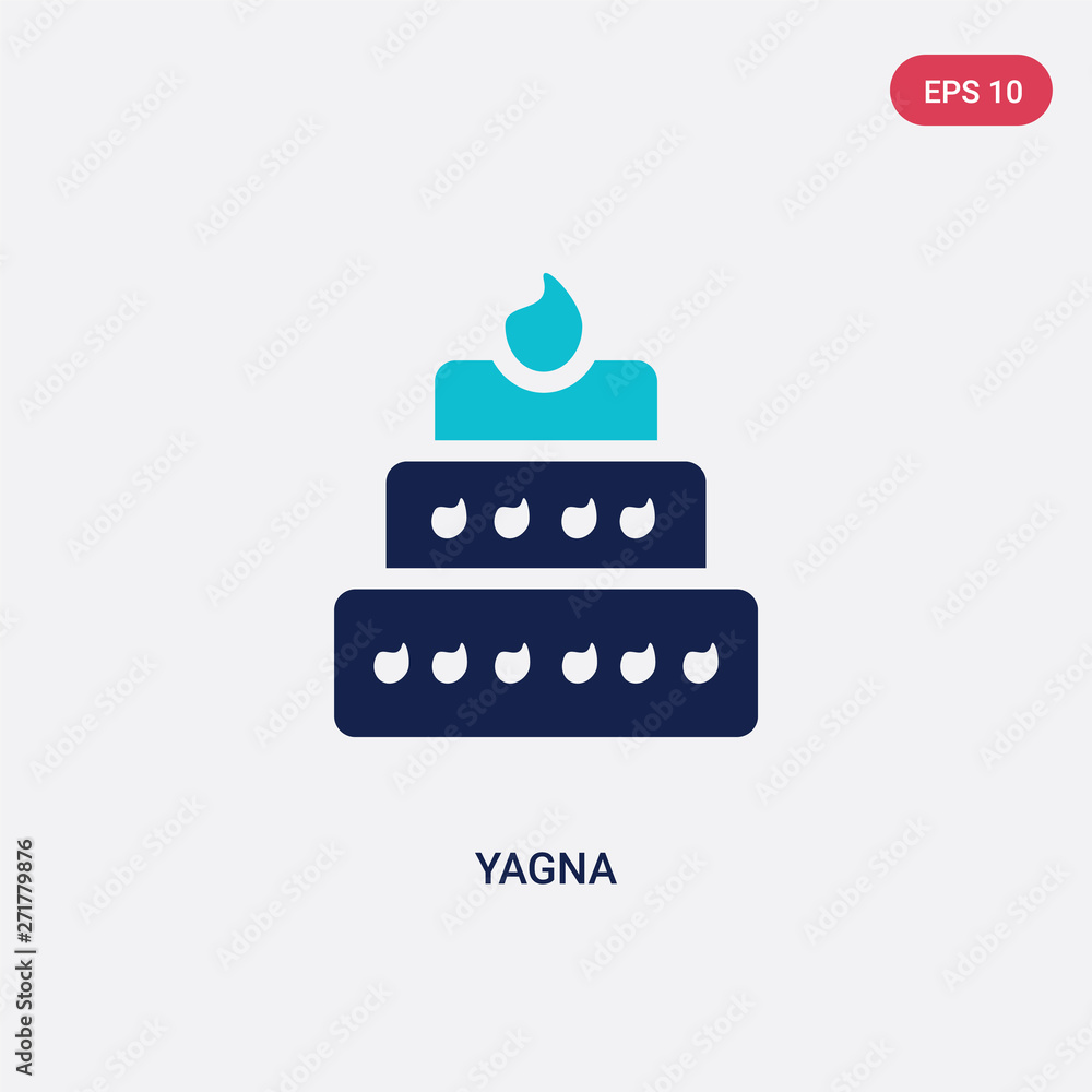 two color yagna vector icon from india and holi concept. isolated blue ...