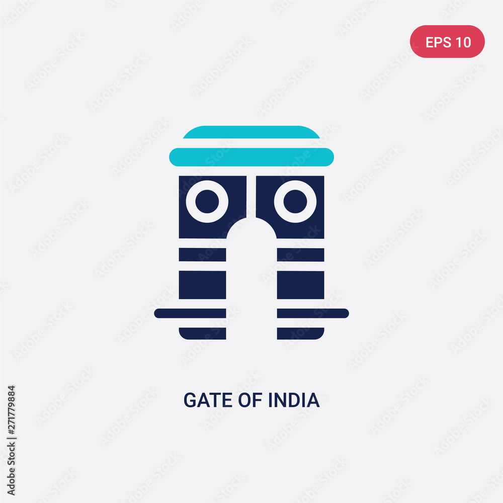 two color gate of india vector icon from india concept. isolated blue ...