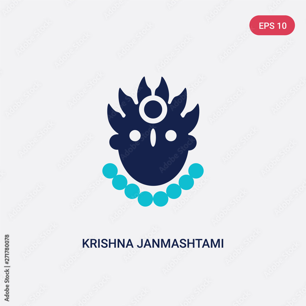 two color krishna janmashtami vector icon from india concept. isolated ...