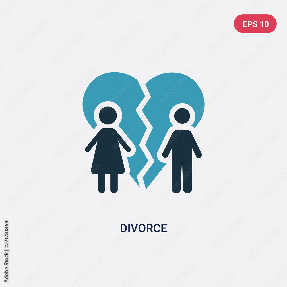 two color divorce vector icon from law and justice concept. isolated ...