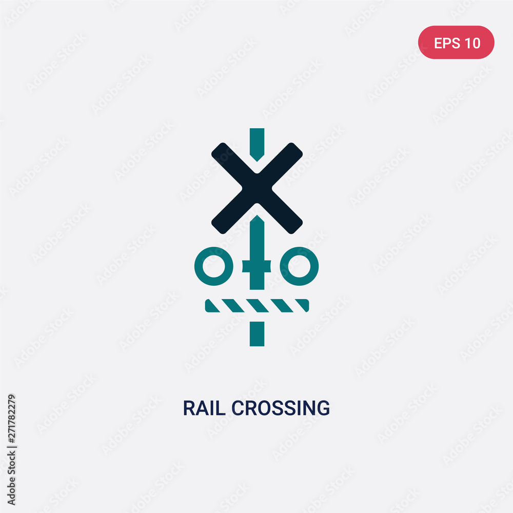 two color rail crossing vector icon from maps and flags concept ...