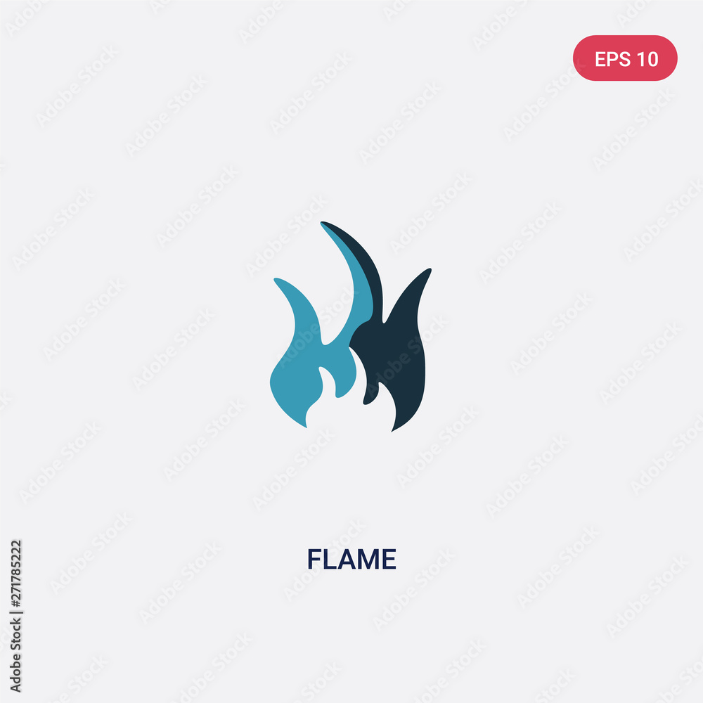 two color flame vector icon from nature concept. isolated blue flame ...