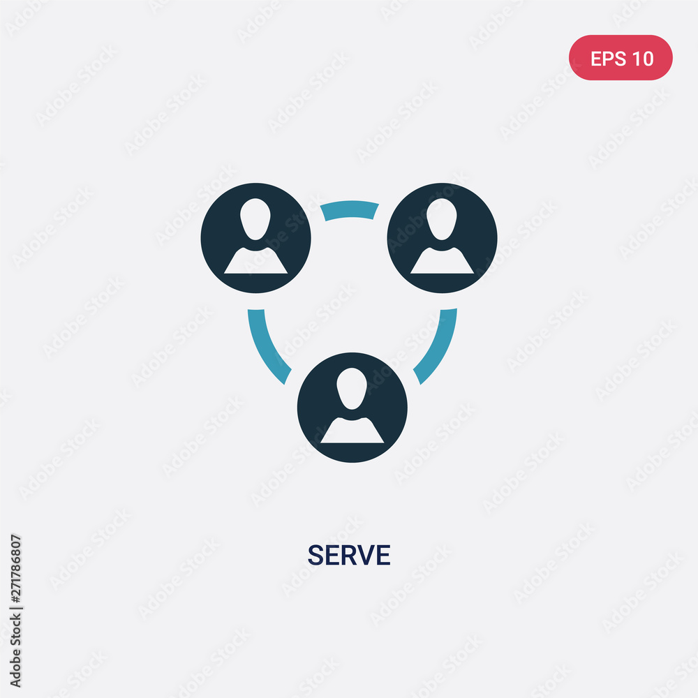 two color serve vector icon from people concept. isolated blue serve ...