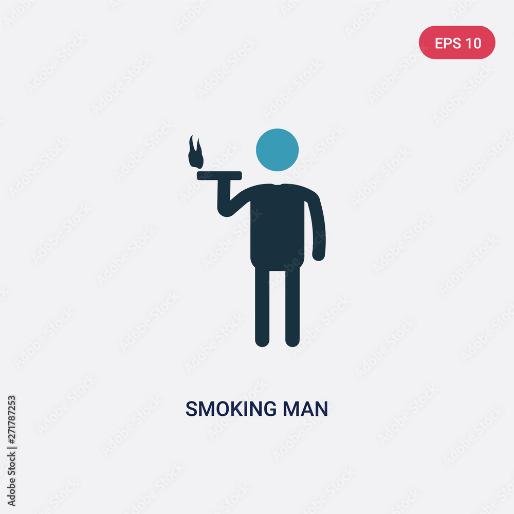 two color smoking man vector icon from people concept. isolated blue ...