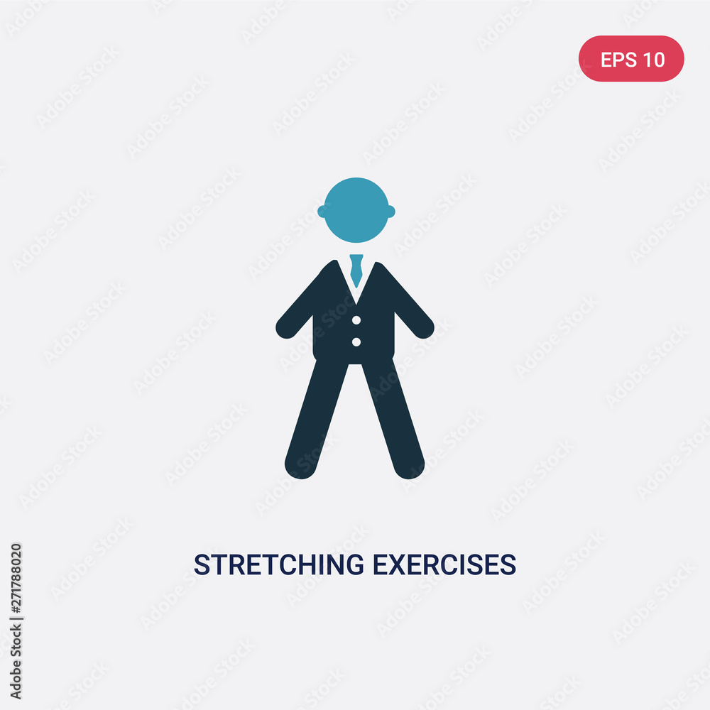 two color stretching exercises vector icon from people concept ...