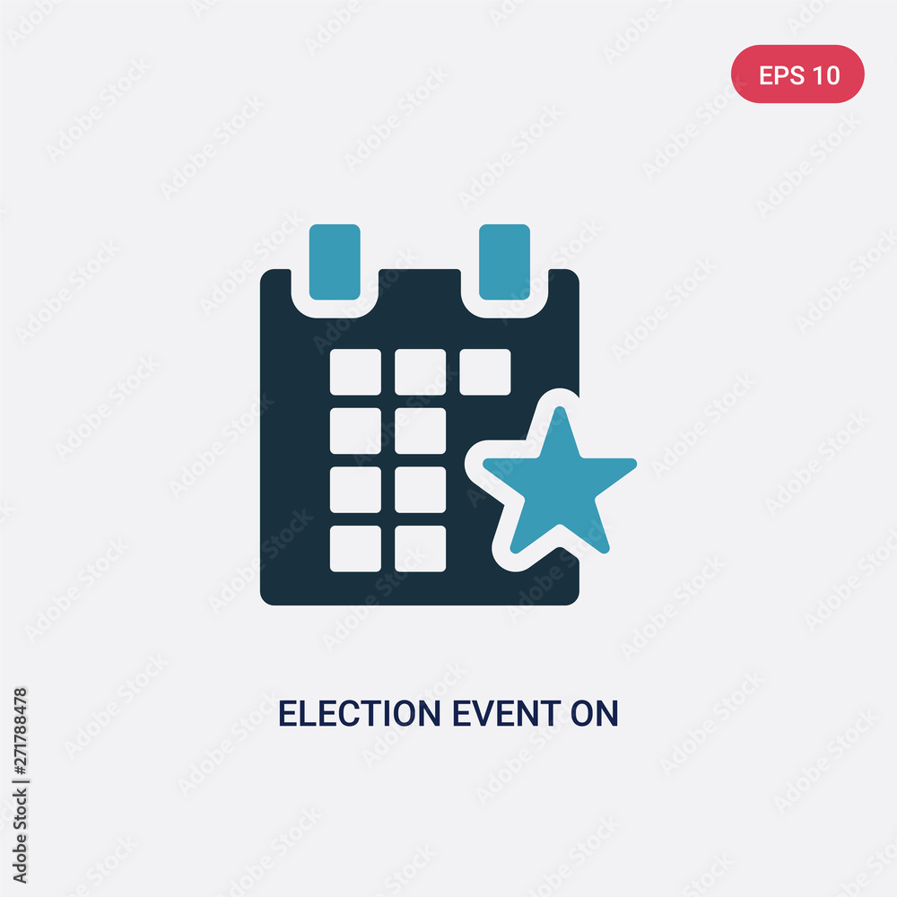 two color election event on a calendar with star vector icon from ...