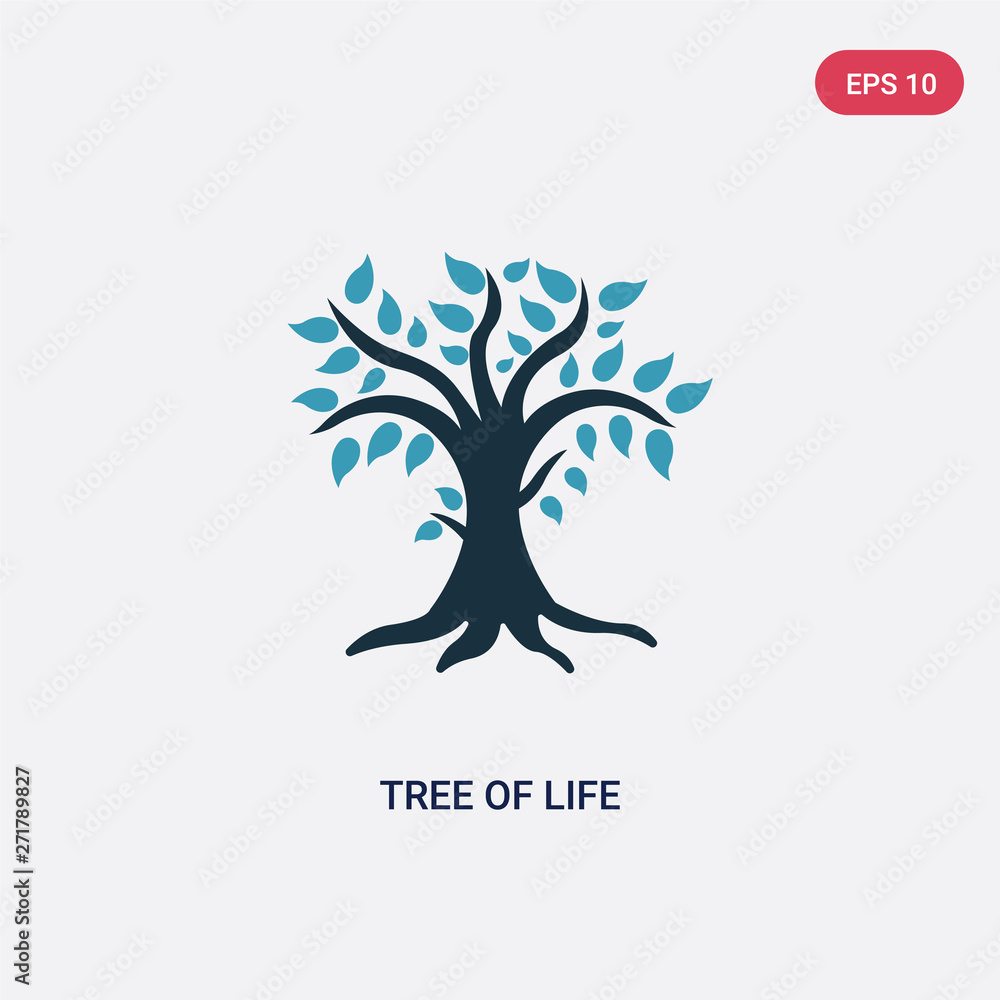 two color tree of life vector icon from religion concept. isolated blue ...