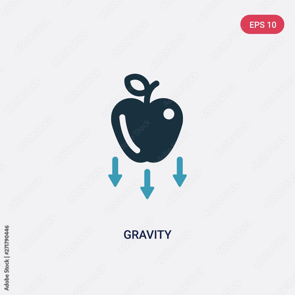 two color gravity vector icon from science concept. isolated blue ...